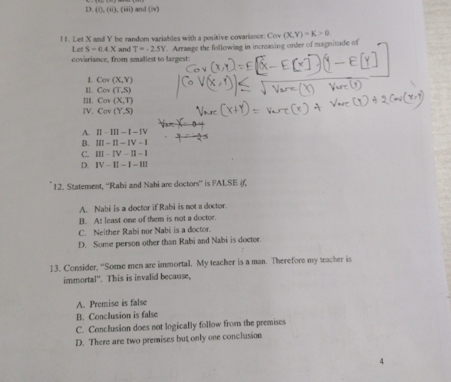 Solved D. (i), (ii), (iii) ﻿and (iv)11. ﻿Let x ﻿and Y ﻿be | Chegg.com