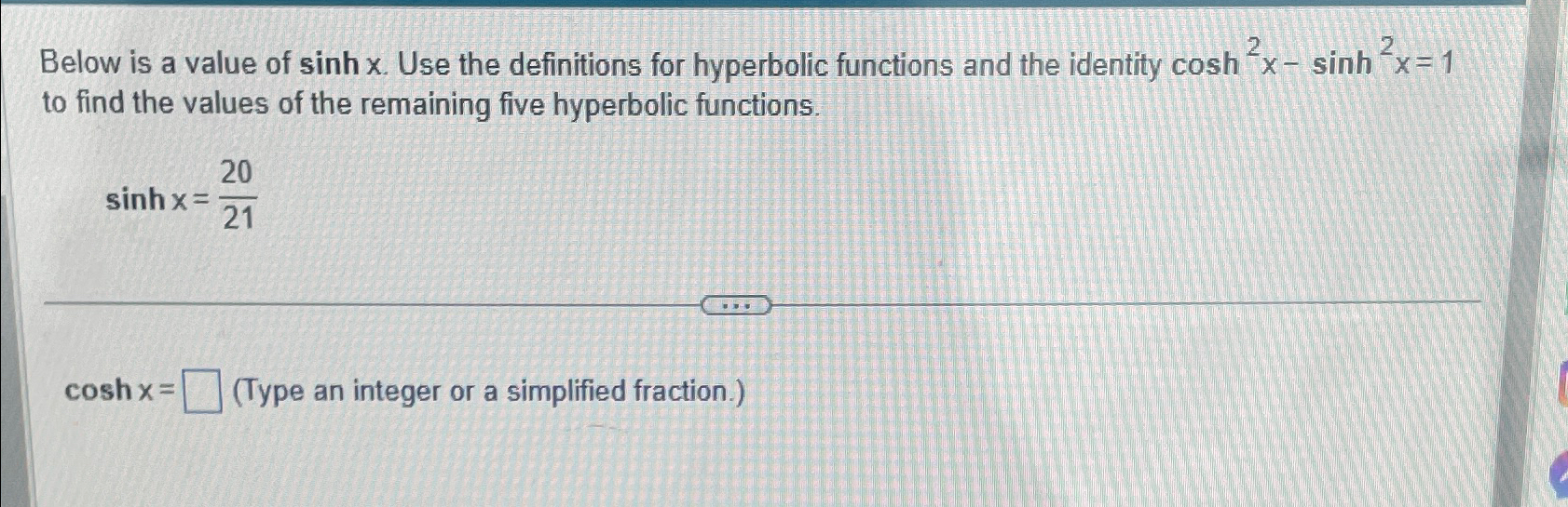 Solved Below is a value of sinhx. ﻿Use the definitions for | Chegg.com