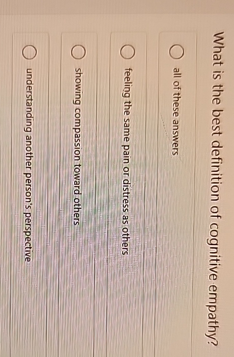 Solved What is the best definition of cognitive empathy?all | Chegg.com