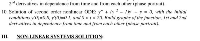 Solved NON-LINEAR Systems soltuions exercise must be done in | Chegg.com