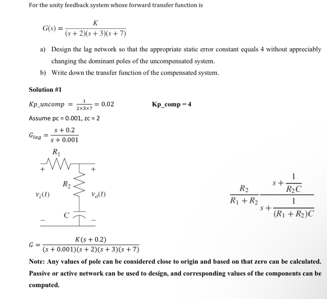 Solved For the unity feedback system whose forward transfer | Chegg.com