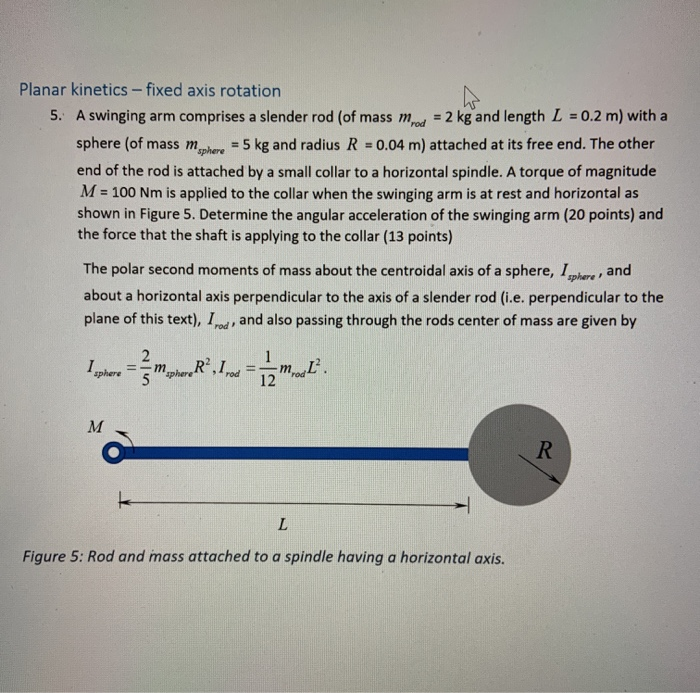 Solved Planar kinetics - fixed axis rotation 5. A swinging | Chegg.com