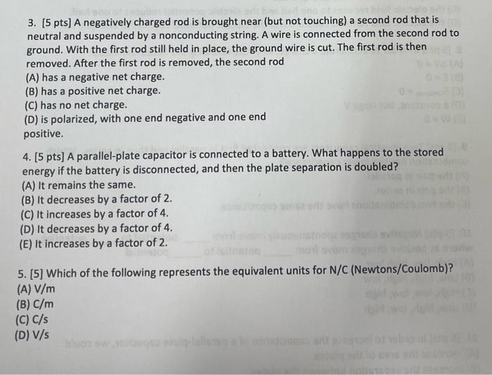 Solved 3. [5 pts] A negatively charged rod is brought near | Chegg.com