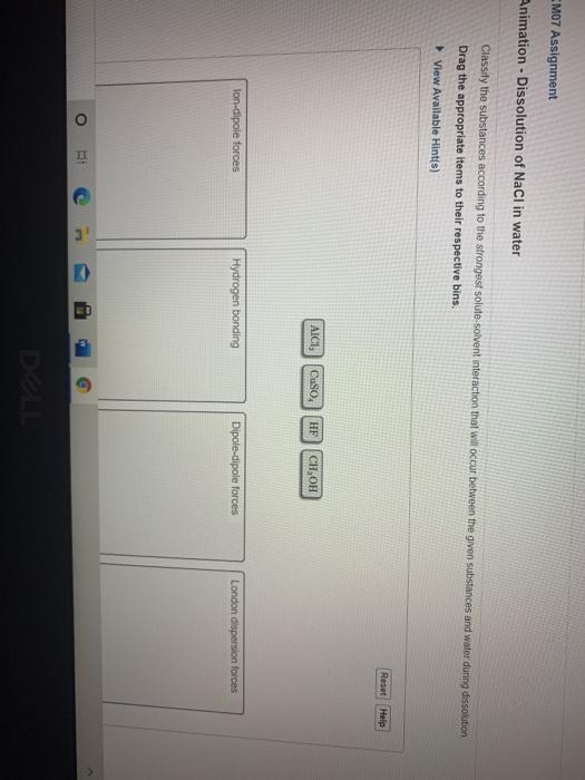 Solved M07 Assignment Animation - Dissolution of NaCl in | Chegg.com
