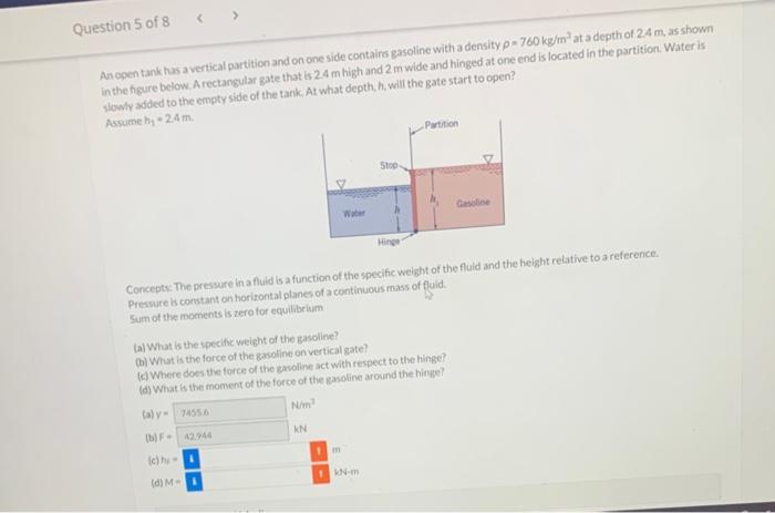 Solved Anopen tank has a vertical partition and on one side | Chegg.com