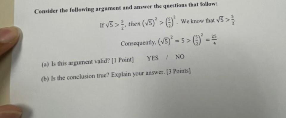 Solved Consider the following argument and answer the | Chegg.com