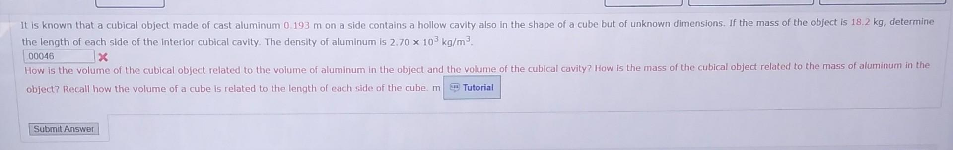 Solved It is known that a cubical object made of cast | Chegg.com
