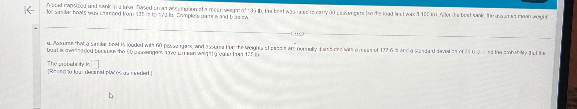 Solved for similar boats was changed from 135lb ﻿to 170lb. | Chegg.com