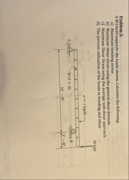 Solved Problem 3:A W14\times 30 ﻿supports the loads shown. | Chegg.com