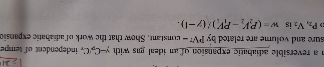 Solved a reversible adiabatic expansion of an ideal gas with | Chegg.com