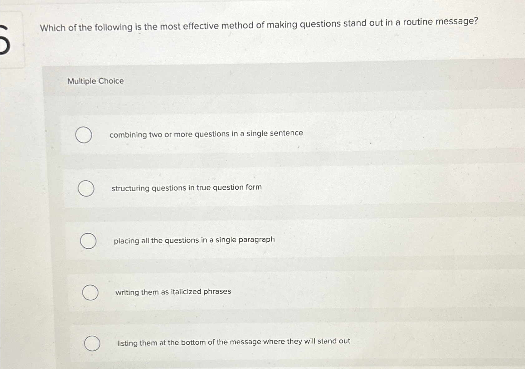 Solved Which of the following is the most effective method | Chegg.com