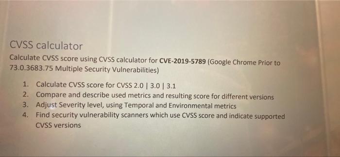 CVSS calculator Calculate CVSS score using CVSS | Chegg.com