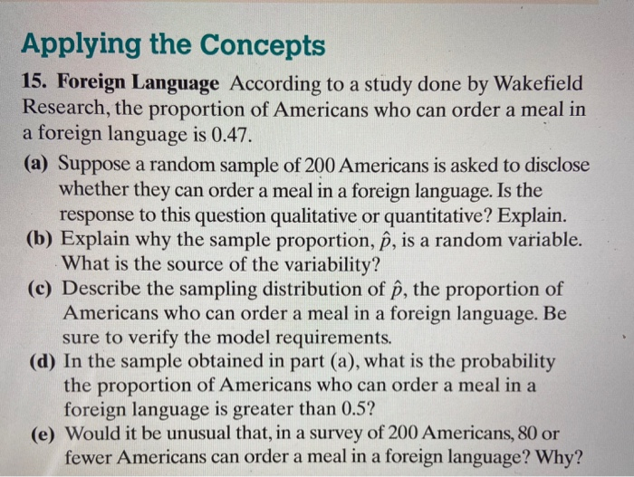 Solved Applying the Concepts 15. Foreign Language According | Chegg.com