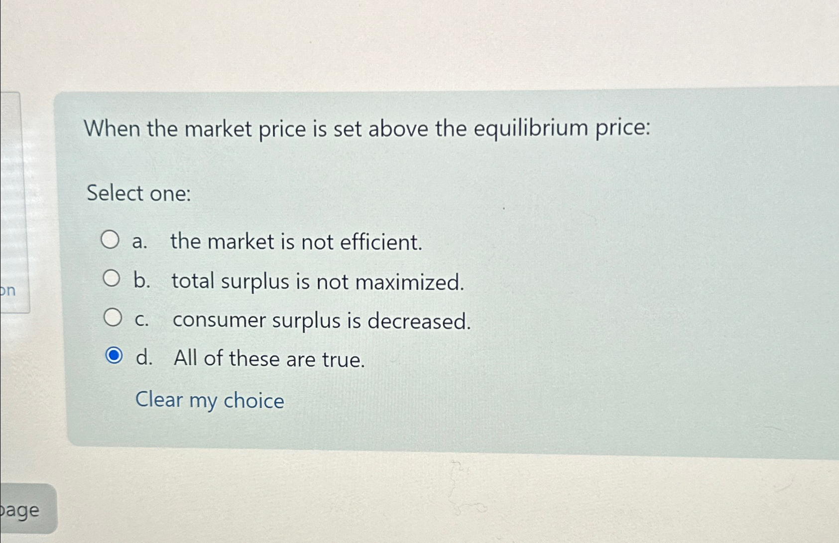 Solved When the market price is set above the equilibrium | Chegg.com