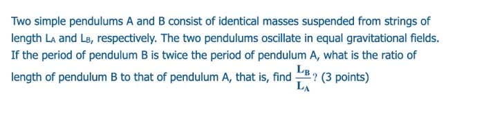 Solved Two simple pendulums A and B consist of identical | Chegg.com