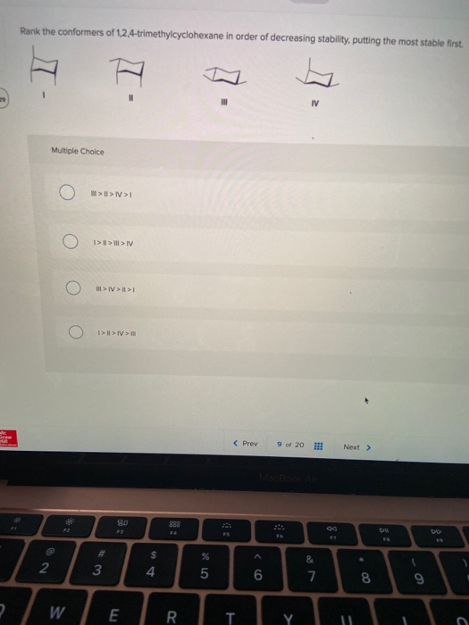 Solved Rank the conformers of 12,4-trimethylcyclohexane in | Chegg.com