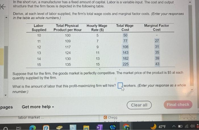 Solved In the short run, a manufacturer has a fixed amount | Chegg.com
