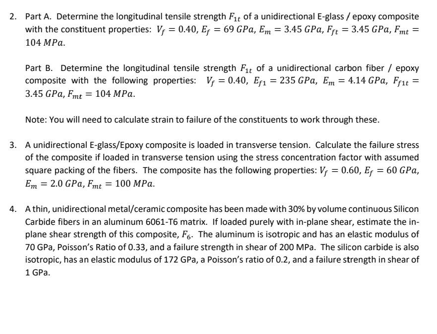 Solved Part A. Determine the longitudinal tensile strength | Chegg.com
