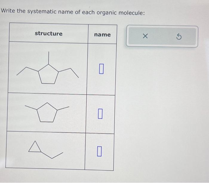 Write the systematic name of each organic molecule: | Chegg.com