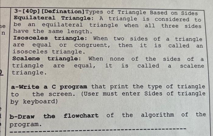 Solved 3-[40p] [Defination] Types of Triangle Based on Sides | Chegg.com