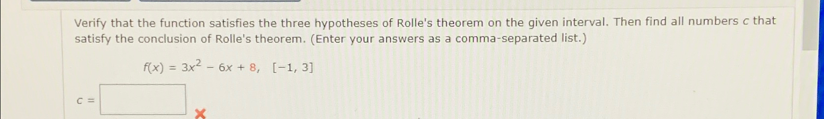 Solved Verify that the function satisfies the three | Chegg.com