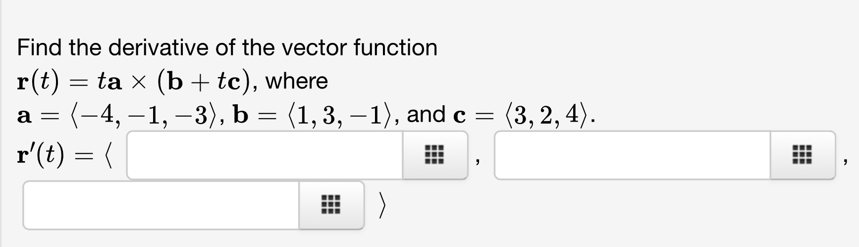 Solved Find the derivative of the vector | Chegg.com