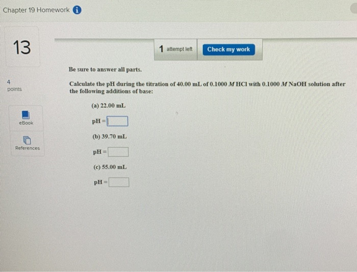 Solved Chapter 19 Homework 13 1 attempt left Check my work | Chegg.com