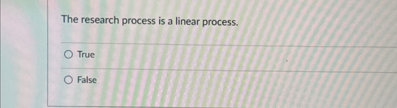 Solved The research process is a linear process.TrueFalse | Chegg.com
