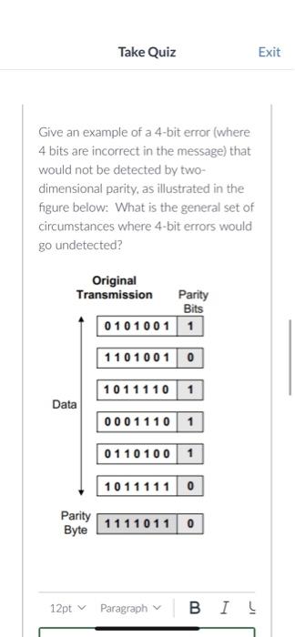Solved Give an example of a 4-bit error (where 4 bits are | Chegg.com