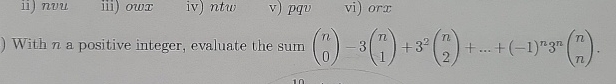 Solved With n ﻿a positive integer, evaluate the sum | Chegg.com
