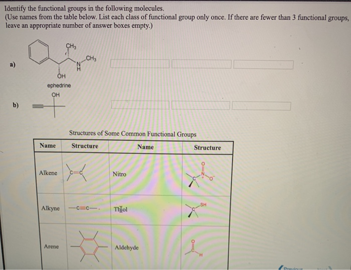 Solved Identify the functional groups in the following | Chegg.com