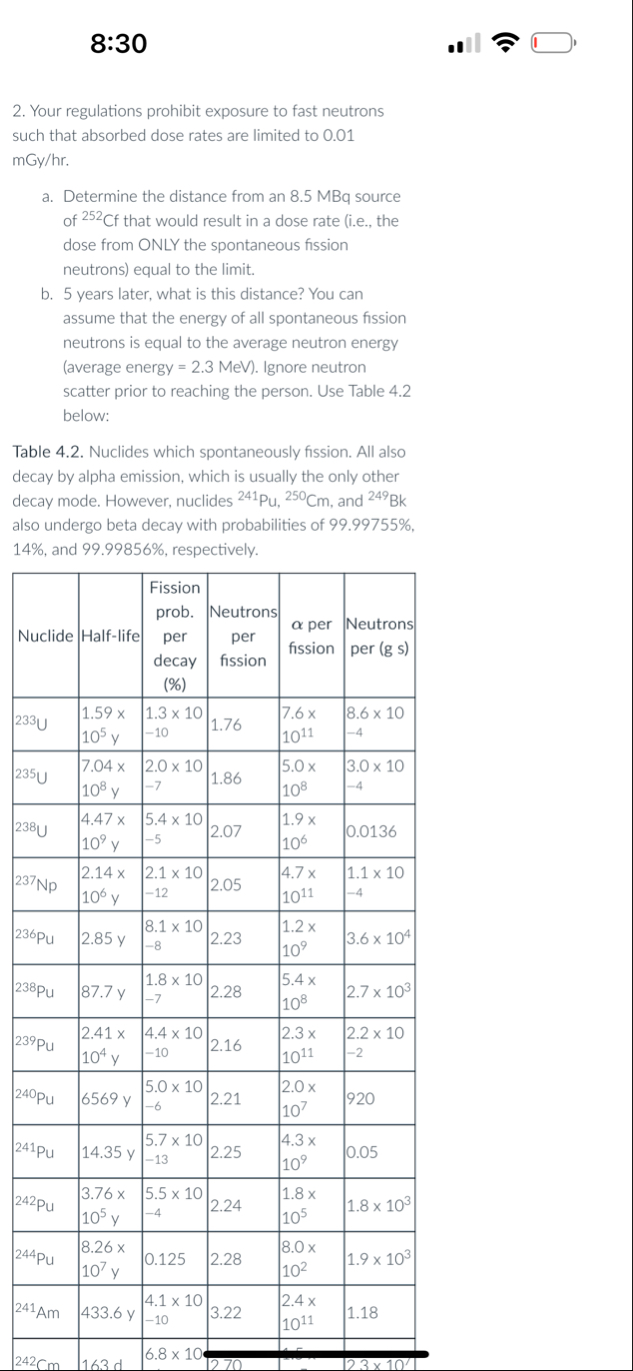 Solved 2. ﻿Your regulations prohibit exposure to fast | Chegg.com