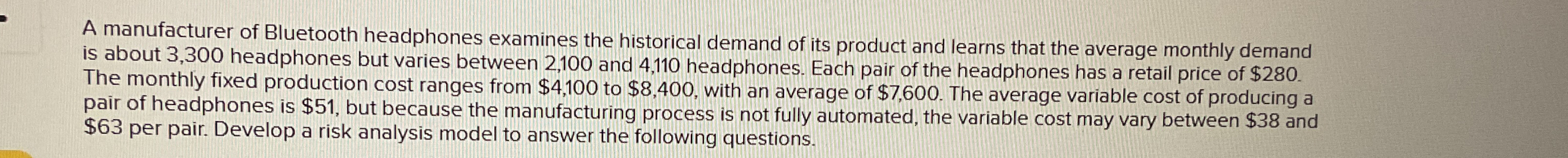 Solved A manufacturer of Bluetooth headphones examines the | Chegg.com