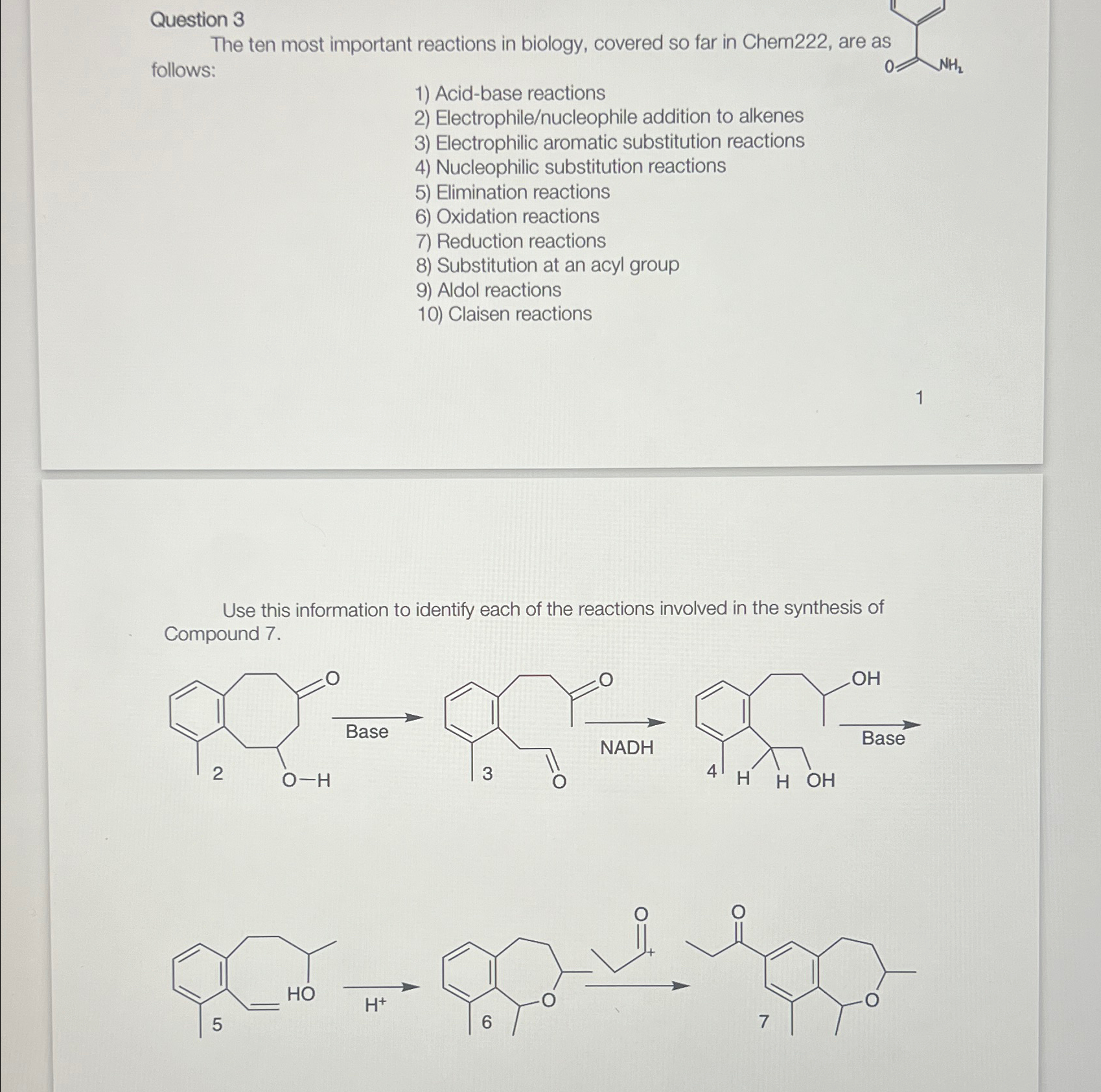 Question 3The ten most important reactions in | Chegg.com