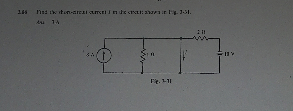 Solved 3.66 ﻿Find the short-circuit current I in the circuit | Chegg.com