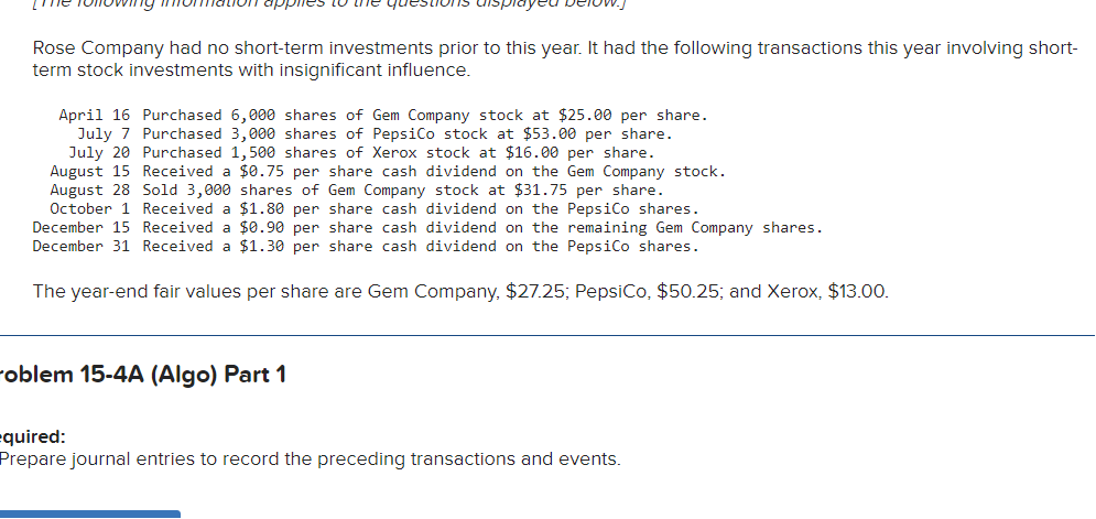Solved oblem 15-4A (Algo) ﻿Part 1quired:Prepare journal | Chegg.com