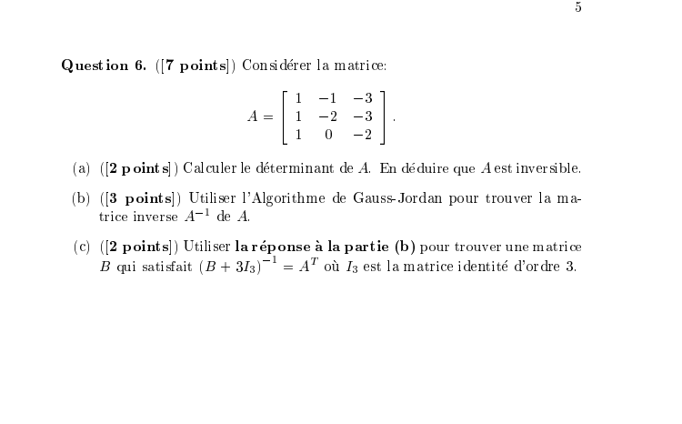 Question 6. ([7 ﻿points]) ﻿Considérer la | Chegg.com