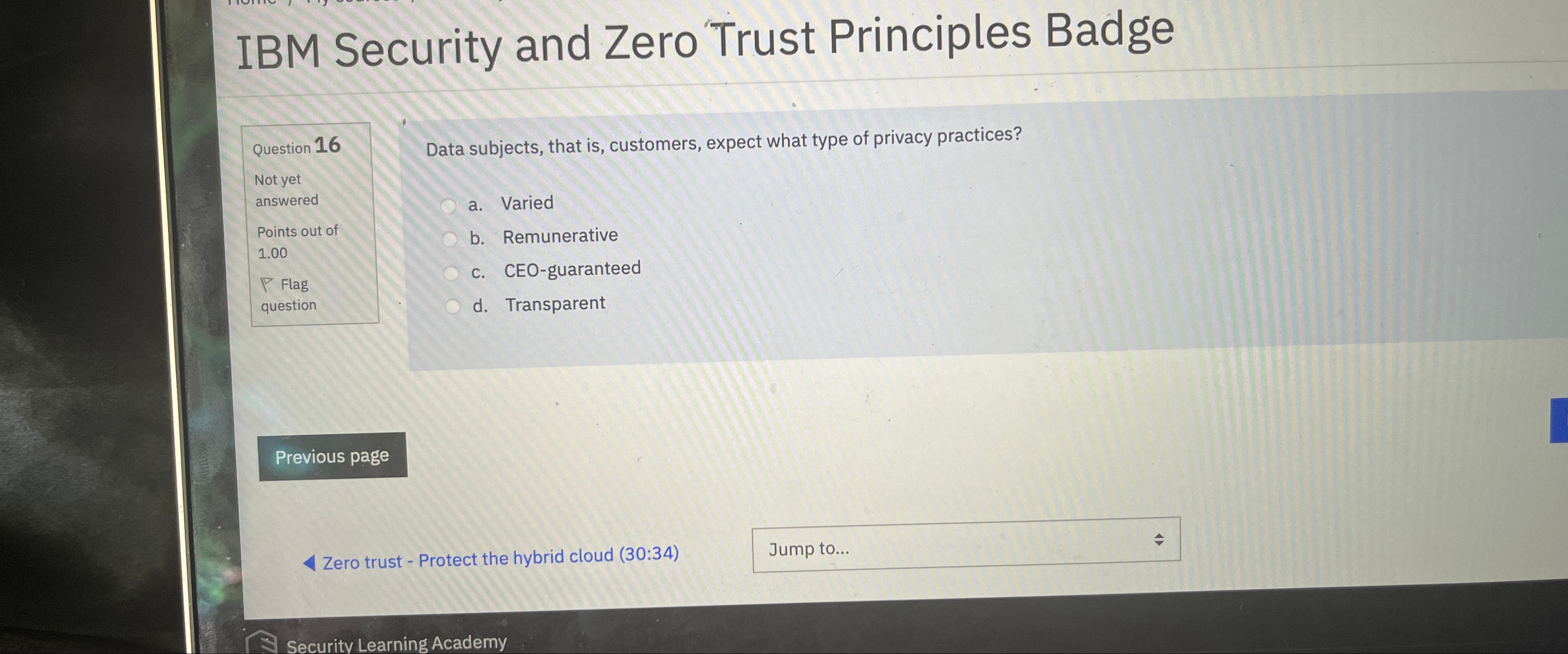 Solved IBM Security and Zero Trust Principles BadgeQuestion | Chegg.com