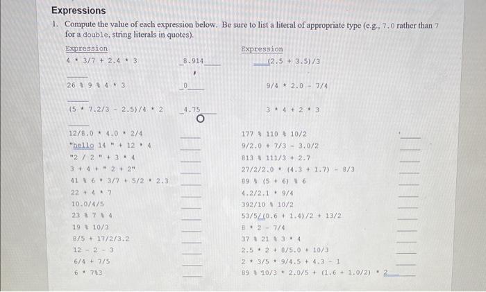 Solved Compute the value of each expression below. Be sure | Chegg.com
