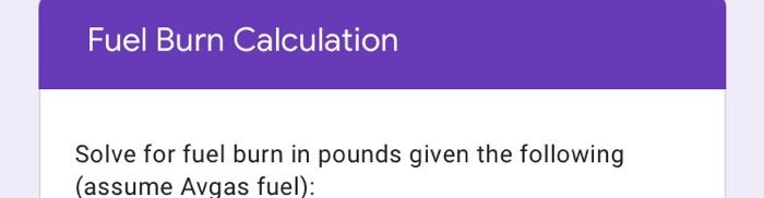 Solved Given: * 3 points Fuel burn rate: 5 gph Airspeed: | Chegg.com