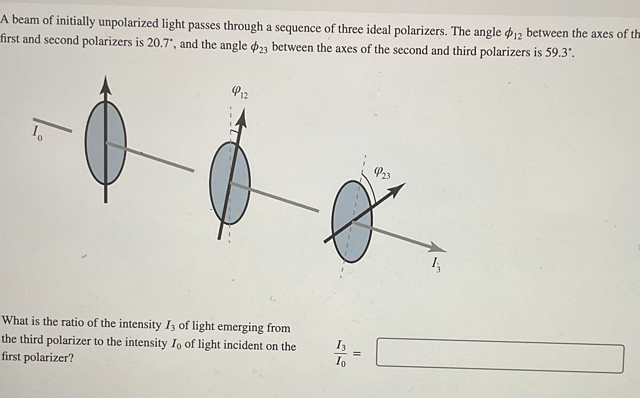 Solved A beam of initially unpolarized light passes through | Chegg.com