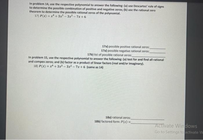 Solved In problem 14, use the respective polynomial to | Chegg.com