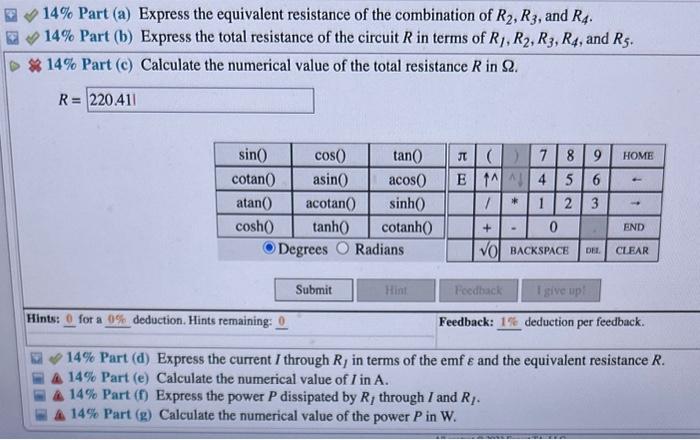 Solved (6\%) Problem 6: A circuit consisting of 5 resistors | Chegg.com