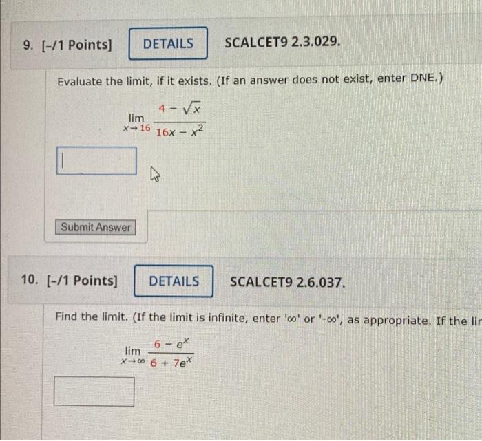 Solved Evaluate the limit, if it exists. (If an answer does | Chegg.com