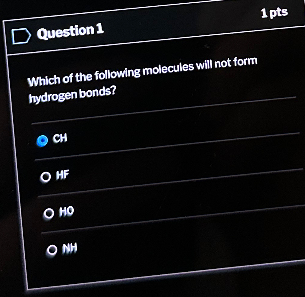 Solved Question 11 ﻿ptsWhich of the following molecules will | Chegg.com