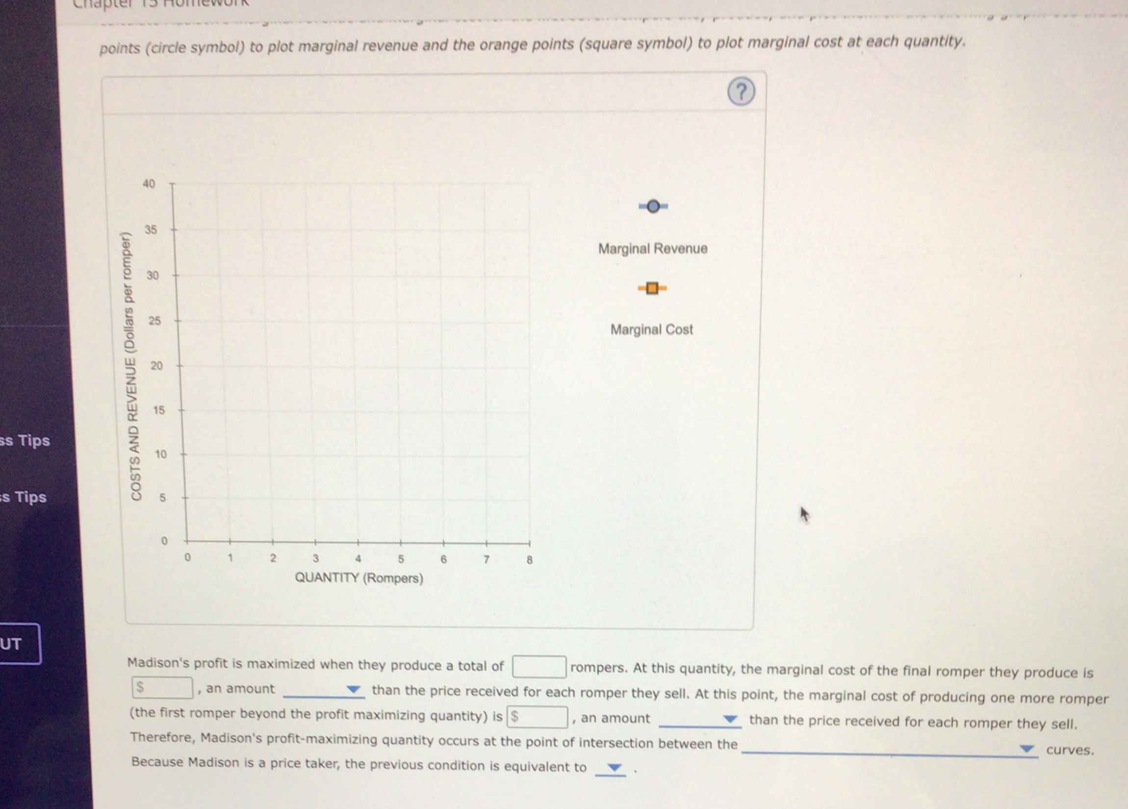 Solved points (circle symbol) ﻿to plot marginal revenue and | Chegg.com