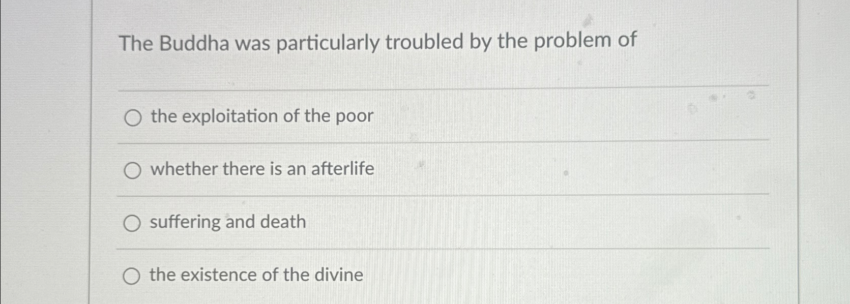 Solved The Buddha was particularly troubled by the problem | Chegg.com