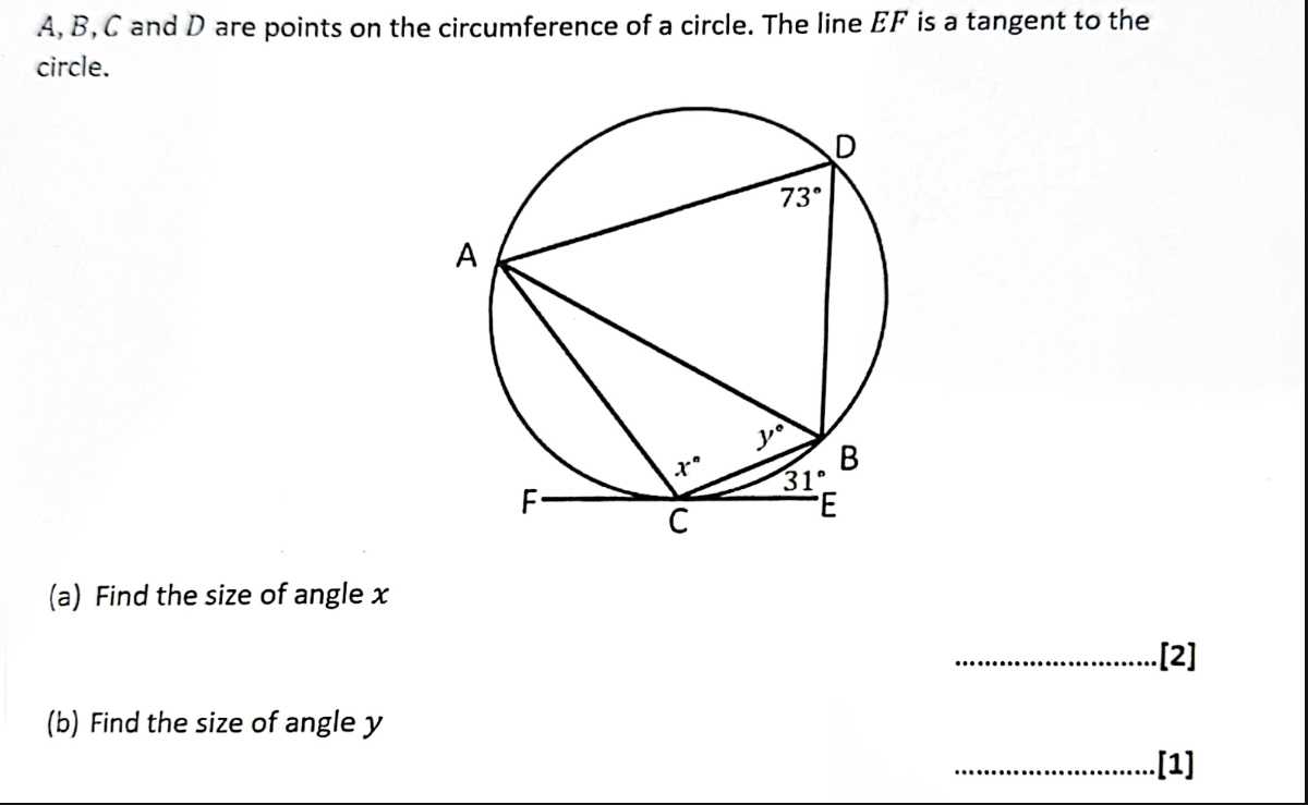 Solved A,B,C ﻿and D ﻿are points on the circumference of a | Chegg.com
