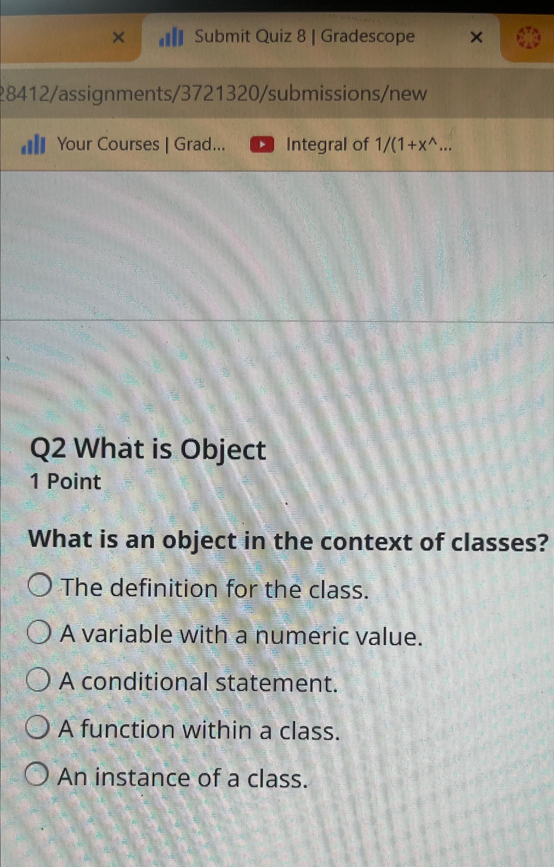 Solved Q2 ﻿What is Object1 ﻿PointWhat is an object in the | Chegg.com