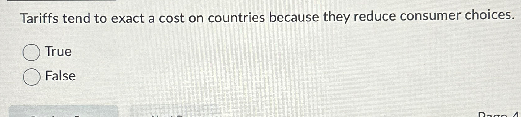 Solved Tariffs tend to exact a cost on countries because | Chegg.com